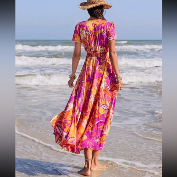 Dresses | Boho Floral Print Button Detail Maxi Dress | Poshmark